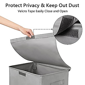 WOWLIVE 90L Large Laundry Hamper with Lid and Wheels Rolling Collapsible Laundry Basket Handle Foldable Tall Dirty Clothes Hamper Dorm Room Storage for Bedroom Bathroom, Grey