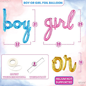 KatchOn, Gender Reveal Balloon Arch Kit - Pack of 70 | Pink and Blue Balloons for Gender Reveal Decorations | Baby Balloons, Bow Balloons | Boy or Girl Balloon, Boy or Girl Gender Reveal Decorations