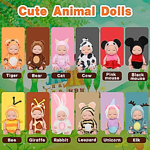 Xefuu 12 Pcs Mini Baby Dolls 4.5 Inch Lifelike Realistic Baby Toy Dolls Tiny Reborn Babies with Animal Clothes Cute Small Baby Doll for Kids Girls Boys Toddlers Easter Gifts