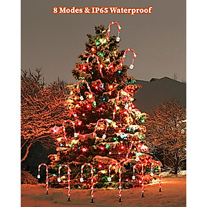 CRILEAL Christmas Decorations 12pcs Candy Cane Lights, 84LED Solar Christmas Lights Outdoor Waterproof with 8 Modes, Christmas Outdoor Yard Decor for Garden/Lawn/Tree/Pathway/Patio