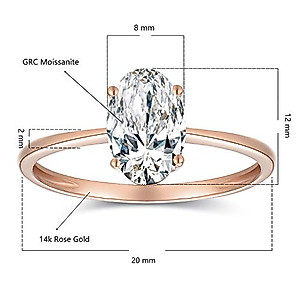 espere 1.5 Carat Moissanite Oval Cut Forever Classic Engagement Ring Solid Gold Plain Ring Band 14K Rose Gold Bridal Ring Stackable Brilliant Ring (4.5)