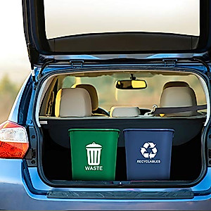 Acrimet Wastebasket Bin for Recycling and Waste 27QT (Plastic) (Green and Blue) (Set of 2)