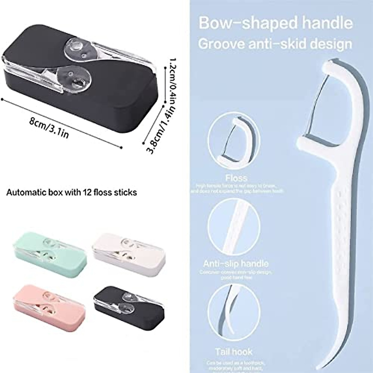 4 Pack Upgraded Dental Floss Portable Case Dental Floss Dispenser Dental Floss Picks Cases Automatic Floss Organizer Travel Floss for Women Men Teeth Cleaning