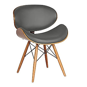 Armen Living Cassie Dining Chair in Grey Faux Leather and Walnut Wood Finish, Gray/Walnut Finish, 20D x 21W x 31H in