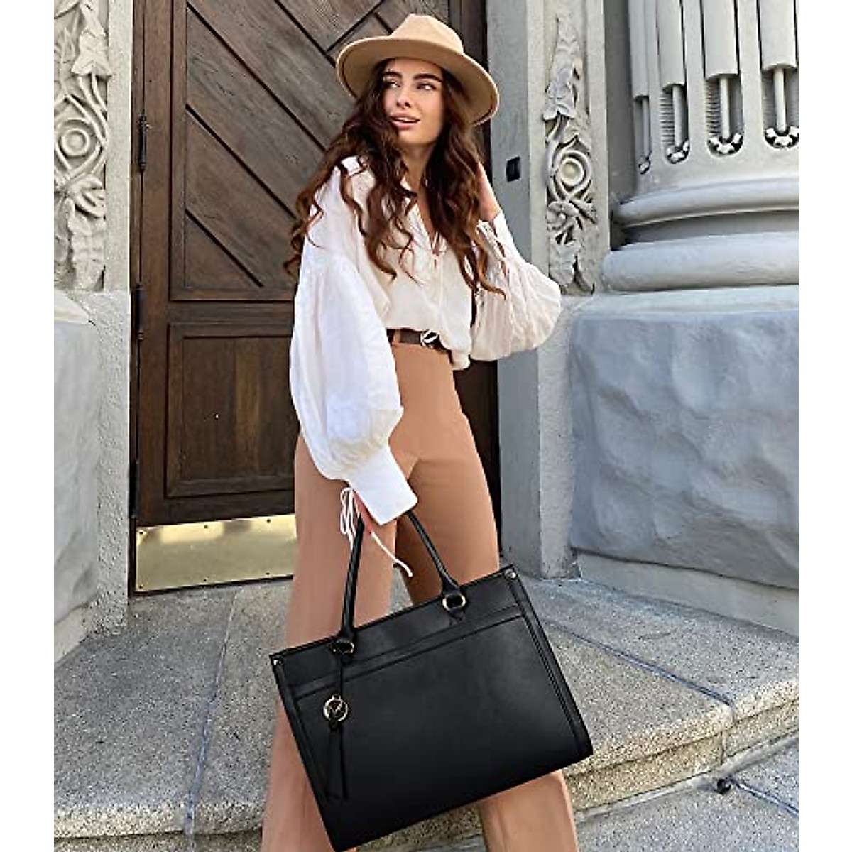 Missnine Laptop Tote Bag 15.6 inch Laptop Bag Stylish Briefcase for Women Work Shoulder Bags with Clutch Wallet 2 PCS Set