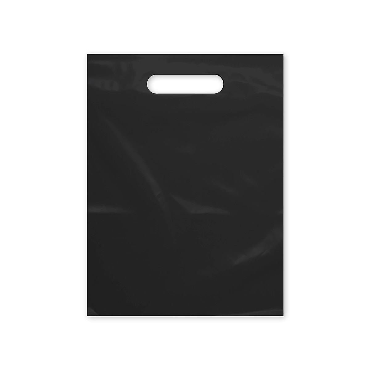 Purple Q Crafts Plastic Bag with Die Cut Handle Bag 9" x 12"Black Plastic Merchandise Bags 100 Pack for Retail, Gifts, Trade Show and More (9"x12")