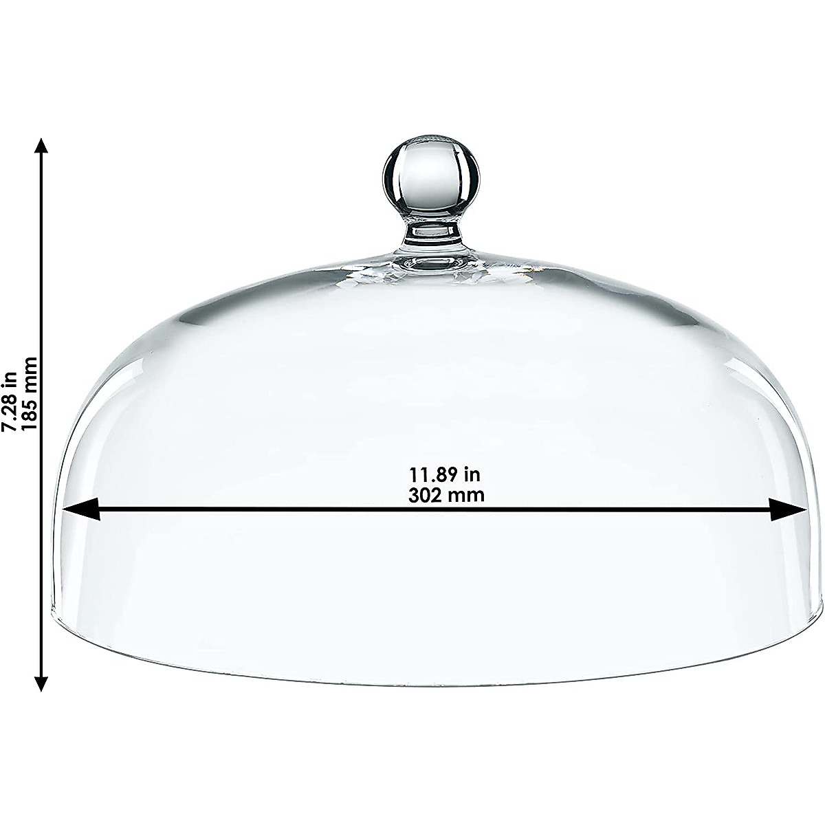 Nachtmann Bossa Nova Collection Crystal glass Chip & Dip/Cake Plate with Dome, use as a Cake Stand, or Serving Platter with Attached Bowl, clear glass Round, 12.5-Inch, Dishwasher Safe