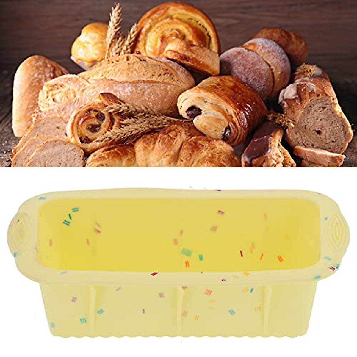 QANYEGN Bread Pan, Bread, Silicone Cake for Kitchen Restaur Baking Cake Bread Dessert Rectangular(²ÊÁ£»Æɫ)