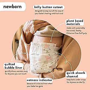 The Honest Company Clean Conscious Diapers | Plant-Based, Sustainable | Rose Blossom + Tutu Cute | Club Box, Size Newborn, 76 Count