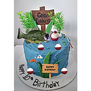 Gone Fishing Cake Decoration Gone Fishing Cake Topper Fisherman Themed Birthday Cake Topper Fishing Birthday Party Supplies Fishing Party Sea Bass Decorations