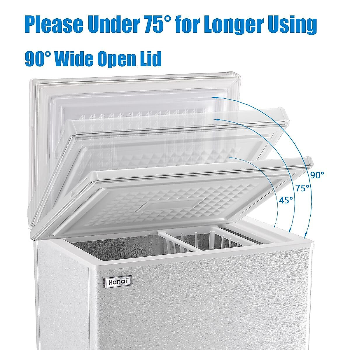 WANAI 5.0 Cu.Ft Compact Chest Freezers with 7 Adjustable Thermostat Top Open Door Freezer Compressor Cooling with Removable Storage Basket, Energy Saving Perfect for Home Bar Dorm or Apartment, Black