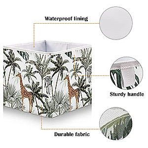 RunningBear Giraffe Zebra Storage Basket Storage Bin Square Collapsible Storage Cubes Nursery Storage Hamper Organizer for Home Office