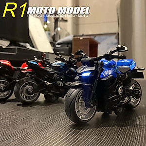 CYYSFIVQZ Pull Back Motorcycle Toys, Motorcycle Model with Light and Music, Toy Motorcycles for Boys Kids Age 3+ Year Old Christmas Party Supplies (Blue)