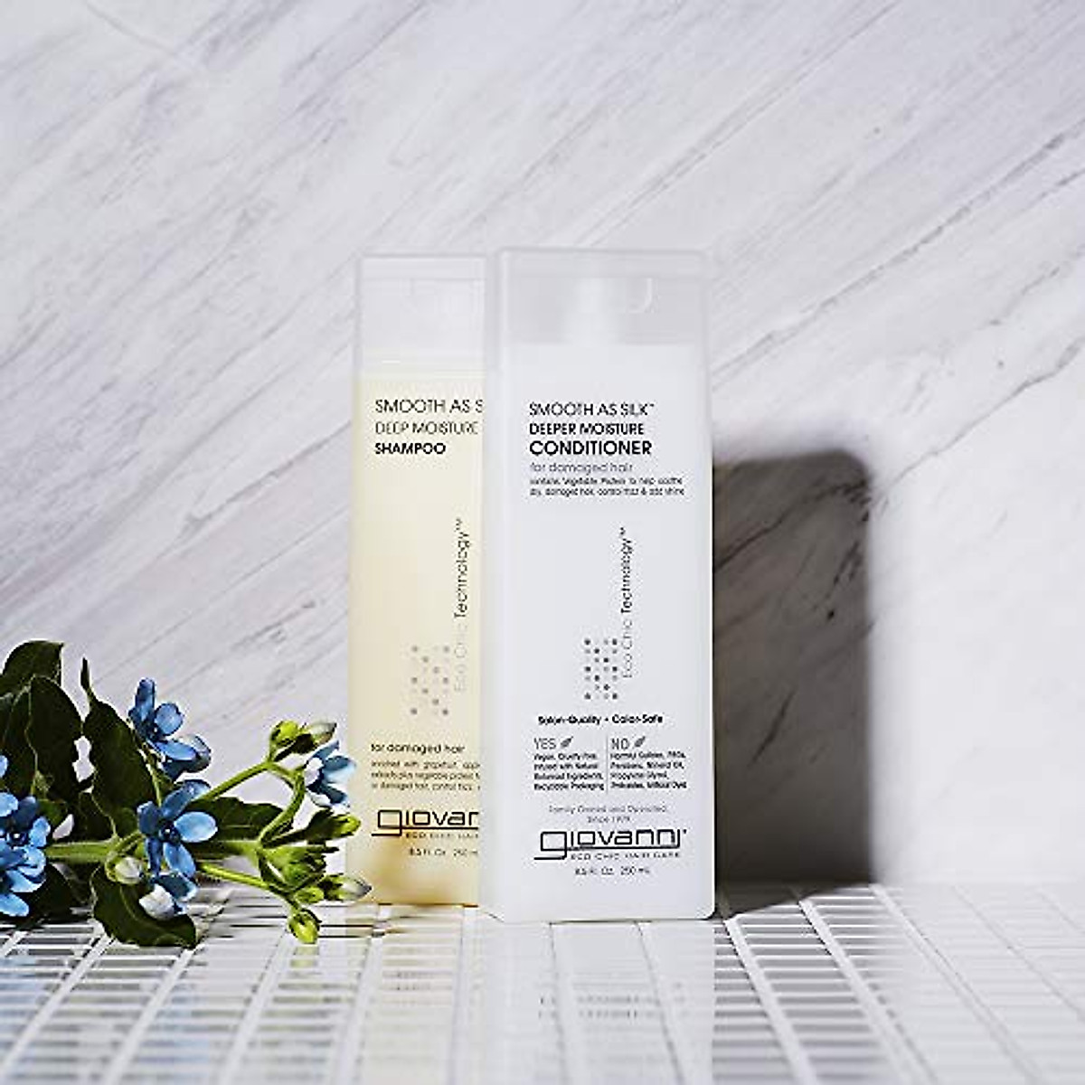 GIOVANNI Eco Chic Smooth as Silk Deeper Moisture Conditioner, 24 oz. - Apple + Aloe Extracts, Calms Frizz, Detangles, Wash & Go, Lauryl & Laureth Sulfate Free, Paraben Free, Color Safe