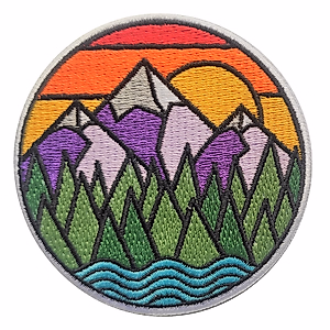 PatchClub Mountain and River Adventure Outdoor Patch - Colorful Embroidered Cool Iron On/Sew On Patches