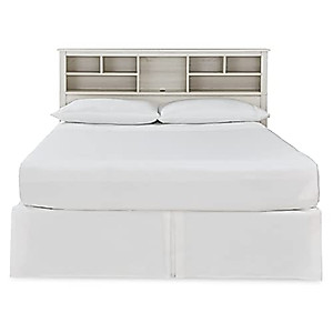 Signature Design by Ashley Dorrinson Queen Storage Headboard, 66"W x 11"D x 43"H, Whitewash