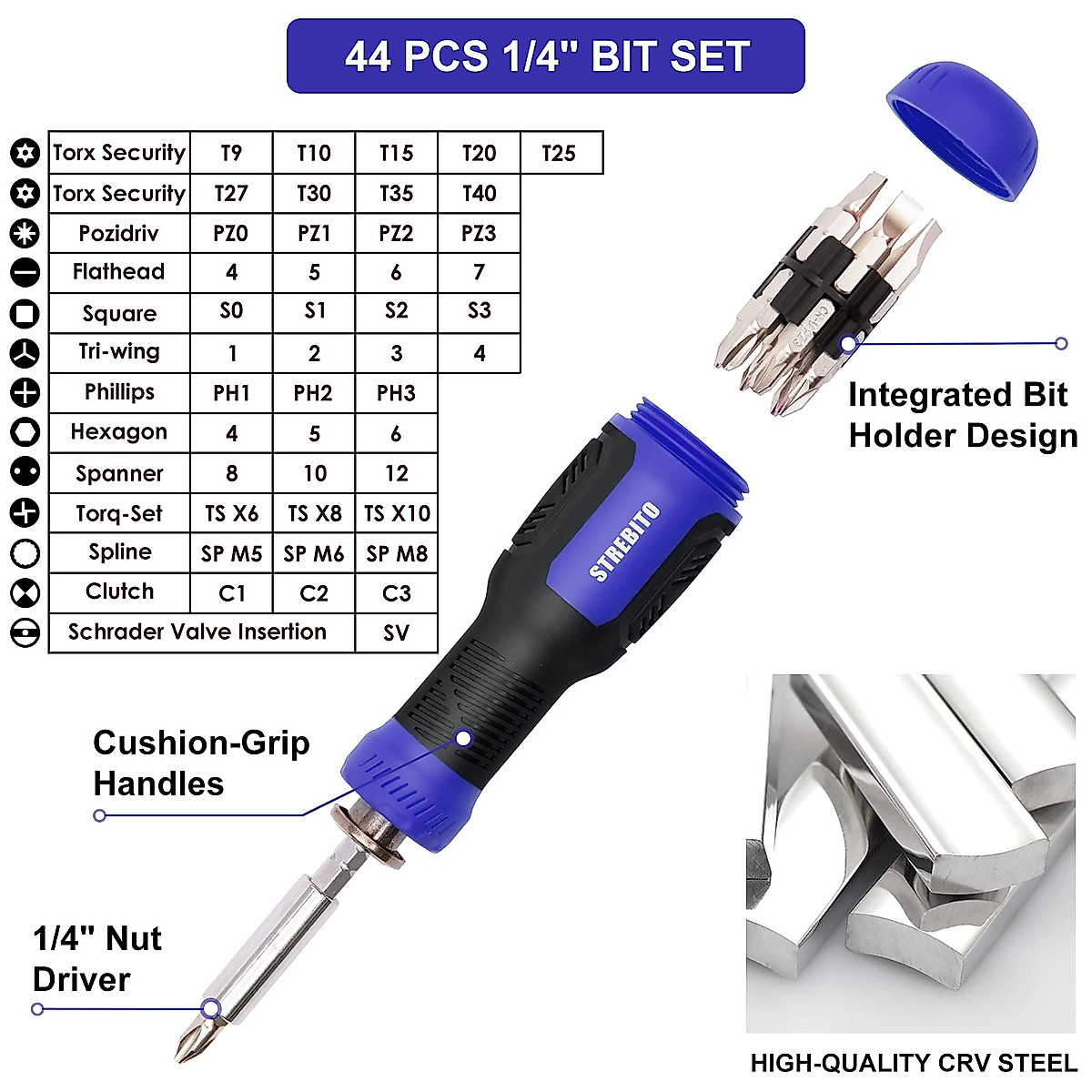 STREBITO Precision Screwdriver Set 191-Piece Multi-Bit Screwdriver 1/4 Inch Nut Driver Home Improvement Tool Electronic Repair Kit for Computer, iPhone, Laptop, PC, Cell Phone, PS4, Xbox, Nintendo