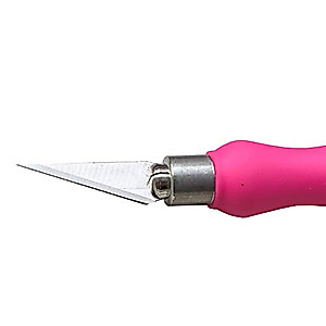 Excel Blades Fit Grip Knife - Ultra Sharp Knife with Carbon Steel Angled Edge Blade & Contoured Rubberized Grip - Light Duty Cutting Tool for Precision Cutting and Trimming - Pink, Made in the USA