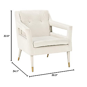 Safavieh Home Mara Retro Glam Silver Velvet and Gold Tufted Accent Chair