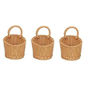 Ciieeo 3pcs Storage Basket Wall Basket Decor Willow Basket Japanese Decor Wicker Wall Baskets Straw Basket Teardrop Wall Basket Woven Easter Basket Plastic Rattan Basket Key