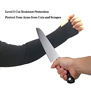 Kevlar Sleeves Heat Resistant 19 Inch Long Arm Guards With Thumb Hole,Breathable Anti-Cut Safety Welder Sleeves Fire Resistance For Men Women On Mechanic,Welding,Repairs,Polish Work (Black,1 Pair)