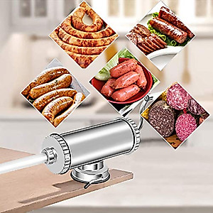 5 LBS Aluminum Horizontal Sausage Stuffer Machine, Manual Sausage Maker Kit With Suction Base & 4 Filling Nozzles For Homemade1