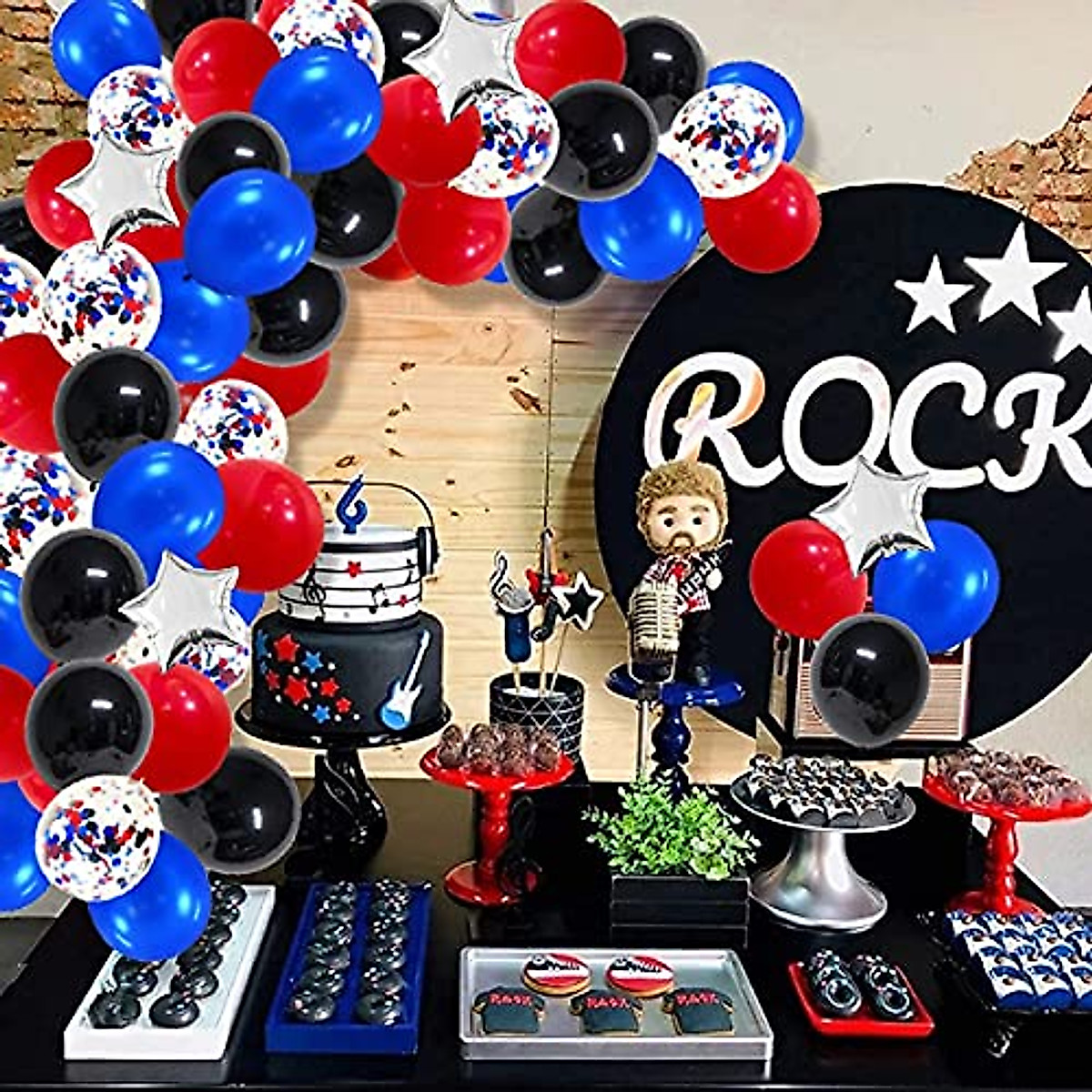 Red Blue Black Balloon Garland Arch Kit, Royal Blue Red Black Latex Confetti Balloon 16ft Arch Strip Ribbon for Kid Super Spider Hero Man Theme 3rd 4th Boy Birthday Graduation Party Decors
