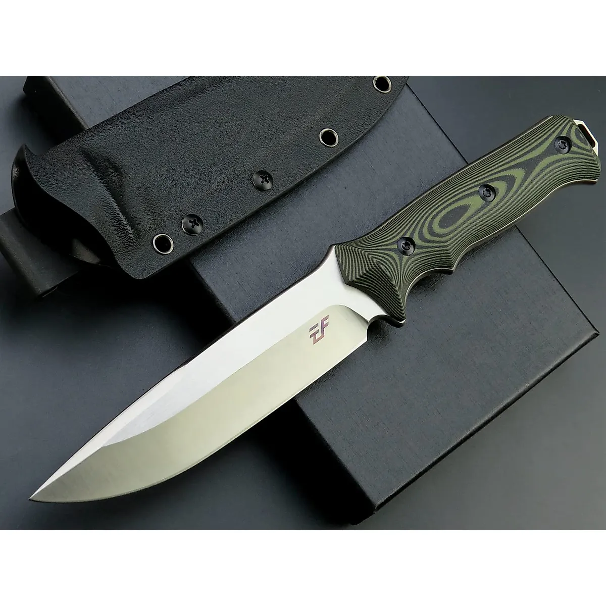 Eafengrow EF128 Fixed Blade Knife DC53 Steel Blade, Two Tone G10 Handle Full Tang Fixed Knifes Straight Knife for Working Camping Hunting Adventure Field EDC Tool Knife(Silver)