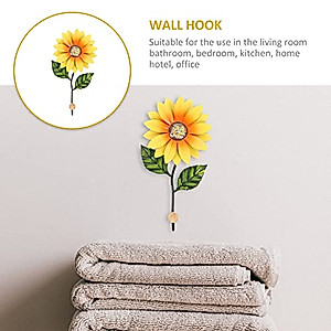 YARNOW Wall Hooks Wall Mounted Art Flower Hook Vintage Metal Sunflower Hooks Keys Aprons Kitchen Wall Hangers for Hanging Coat Hat Key Towel Vintage Hanger Yellow
