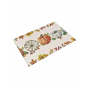 Fall Outdoor Patio Rugs Thanksgiving Pumpkin Sunflower Outdoor Area Rug Maple Leaf Non-Slip Backyard/Camping RV Rug/Deck/Porch Rug Front Door Floor Mat Carpet,6x9ft,