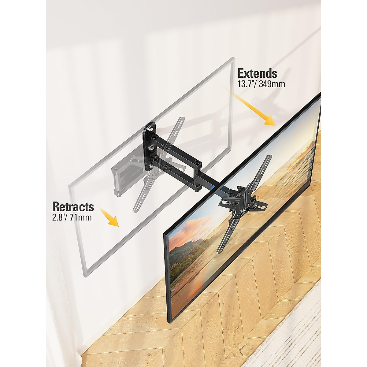 Mounting Dream UL Listed TV Mount Swivel and Tilt for Most 13-42 Inch TVs, Full Motion TV Wall Mount Bracket with Articulating Arm, Max VESA 200x200mm, Loading 50 lbs, MD2465