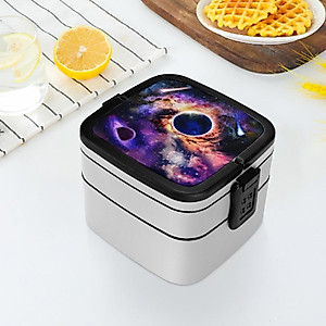 Big Bang Solar System Planet Lunch Box Adult Double Layer Bento Box Leak Proof Travel Containers with Spoon for Hot Food Office