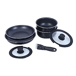 4Pcs Kitchen Cookware Set, Nonstick Pots and Pans Set with Detachable Handle, Aluminum Alloy Cookware Sets for All Hobs, Stackable Design, Dishwasher/Oven Safe