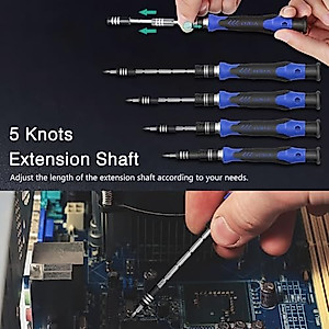 ORIA Precision Screwdriver Kit, 60 in 1 with 56 Bits Screwdriver Set, Magnetic Driver Kit with Flexible Shaft, Extension Rod for Mobile Phone, Smartphone, Game Console, Tablet, PC, Blue