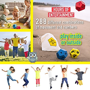 Covelico Exercise Dice for Kids, Outdoor Dice Games for Kids Fitness & Gross Motor, Fun Kids Exercise Equipment, Kids Fitness Equipment for Indoor Recess Activities, PE Equipment for Elementary School