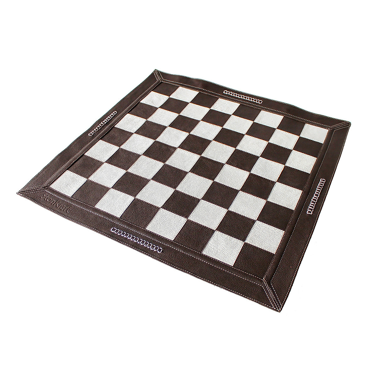 Stonkraft - 19" x 19" - Genuine Leather Chess - Dark Tan Colour | Roll-up Chess | Tournament Chess Board