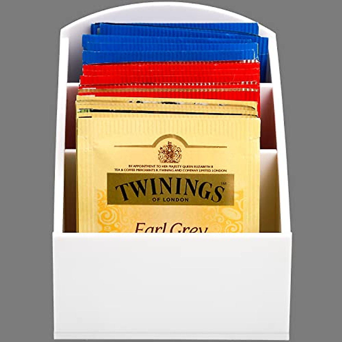 Coloch 3 Pack Plastic Sugar Packet Organizer, 3 Compartments Tea Bag Storage Caddy Divided White Food Spice Packet Holder Bin for Kitchen Pantry, Cabinet, Countertop, Snack Bar, 4.7x3x3.5 Inch