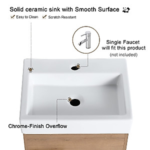 Malwee 18 Inch Freestanding Bathroom Vanity with Sink, 18" Floor Standing Bathroom Vanity, Modern Vanity with 1 Door and White Ceramic Basin Sink Top (016-18)