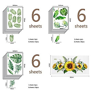 Dorakitten Leaf Wall Decals, Dorakitten Sunflower Wall Stickers DIY Tropical Palm Leaf Wall Art Decal Waterproof Leaf Stickers for Kitchen Bathroom Living Room