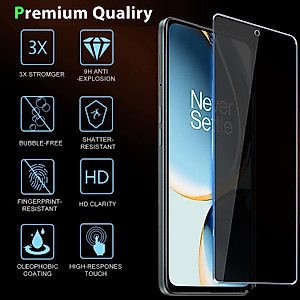 Zeking [3-Pack OnePlus Nord N30 Privacy Tempered Glass Screen Protector, Anti-Glare 9H Hardness [3D Touch][Case Friendly] [Anti Scratch][Anti-Fingerprint] Bubble Free