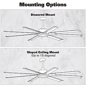 72 Inch Ceiling Fan with LED Lights and Remote Control for Indoor/Covered Outdoor, 172 DC Motor, 8 Aluminum Blades, 5CCT, 6-Speed, Dimmable Modern Ceiling Fans for Living Room - Brushed Nickel