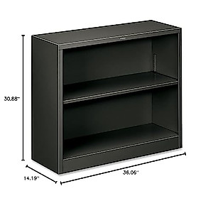 HON Company 2 Shelf Metal Bookcase, 34-1/2"Wx12-5/8"Dx29"H, Charcoal
