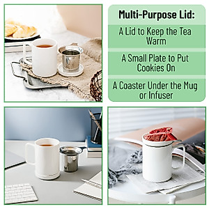 BTaT- Tea Cup with Lid, Tea Infuser Cup, 500ml 16oz Mug (White), Tea Cup with Stainless Steel Filter, Tea Cup with Infuser, Tea Mugs with Infuser and Lid, Tea Gifts for Tea Lovers, Tea Infuser Mug