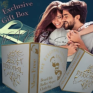 Beard Catcher Kit, 2 Beard Apron/Bib for Mess-Free Shaving+ 6 Suction Cups+ Transparent Beard Shaper with Comb+ Carrying Cloth Bag, Perfect For Men/Boyfriend/Father/Husband/Roommate (WHITE)