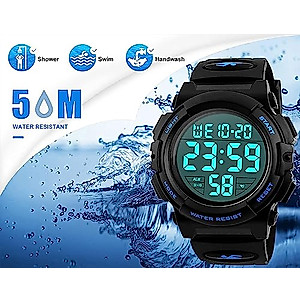 MJSCPHBJK Mens Digital Watch, Sports Military Watches Waterproof Outdoor Chronograph Watch for Men with LED Back Ligh/Alarm/Date