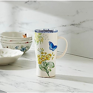 Lenox 895751 Butterfly Meadow Yellow Flowers Stainless Steel Car Coffee Mug, 2 Count