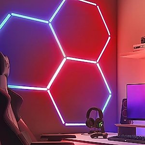 lylunnamsp Hexagon Garage Lights, 170W 19550LM, 6500K 3 Grid Systems Honeycomb Hexagonal Garage LED Lights, DIY Car Detailing Garage Ceiling Lighting Bright Shop Light for Gym Workshop
