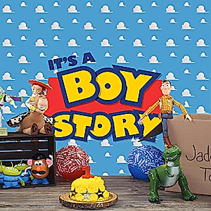 Art Studio It's a Boy Story Backdrop Birthday Party Theme Photo Background Blue Sky White Clouds Photography Backdrops Baby Shower Kids Hero Photo Booth Studio Props Vinyl 6x6ft