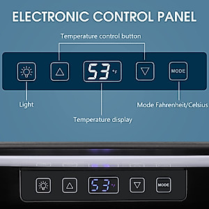 R.W.FLAME Beverage Refrigerator Cooler, 80 Cans Mini fridge with Double Glass Door and LED Lights, Small Refrigerator for Office, Home or Bedroom, Wine Cooler Digital Temperature Control, 2.4Cu.Ft