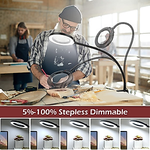 Veemagni 5X Stand Magnifying Glass with Light, 24" Flexible Gooseneck 5 Color Modes Stepless Dimmable Magnifying Floor Lamp, 3-in-1 Adjustable Lighted Magnifier Hands Free for Close Work, Esthetican